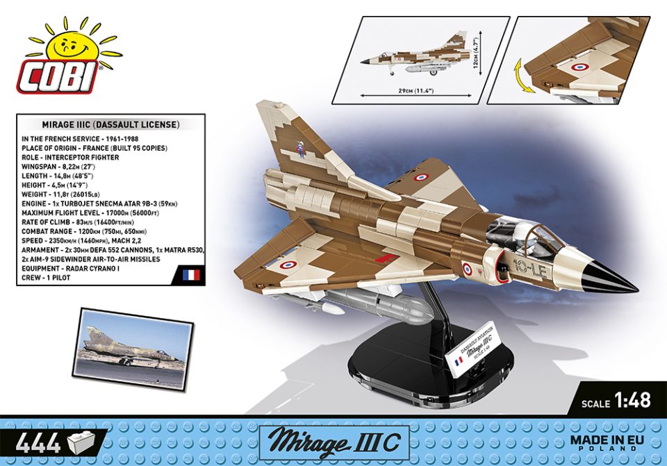 COBI 5818 Mirage IIIC Brick Model Kit - 444 pieces