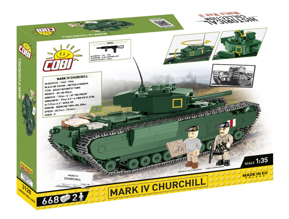 COBI 3128 Churchill MK.IV Brick Tank Model Kit - 668 pieces